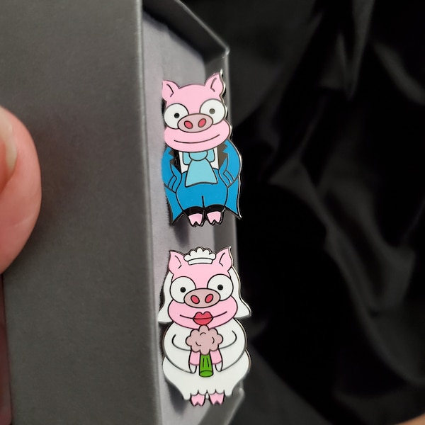 Simpsons Wedding Cuff Links Pig Bride and Groom Enamel Lisa's Wedding ...