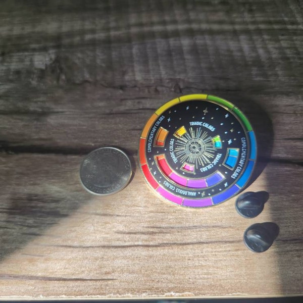 Color Wheel Enamel Pin© Black/gold ORIGINAL, Moving Jewelry Accessory ...