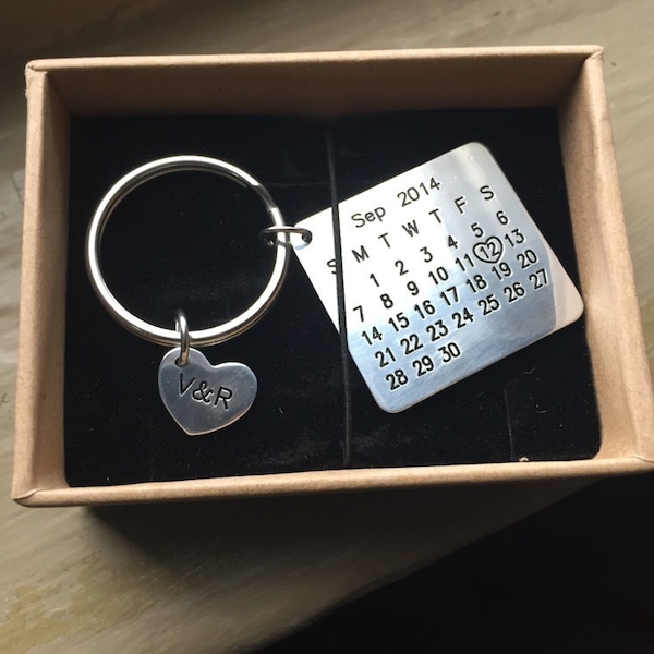 Personalized Calendar Keychain - Hand Stamped Calendar - Special Day ...