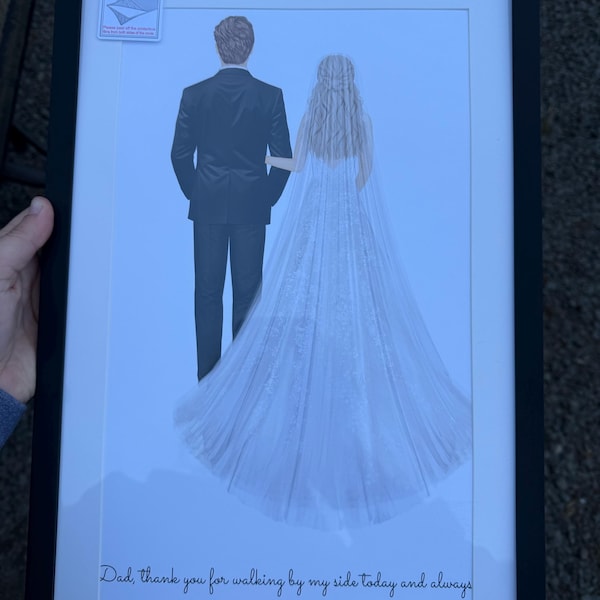 Personalized Bride and Dad Portrait Art PRINT | Father of the Bride ...