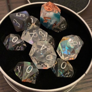 Arcane Eye Sparkling Layered Semi-translucent Dice Set Glitter Blue and ...