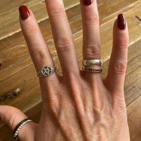 925 Sterling Silver Star Ring Small Pinky Ring Light Weight Pentacle ...