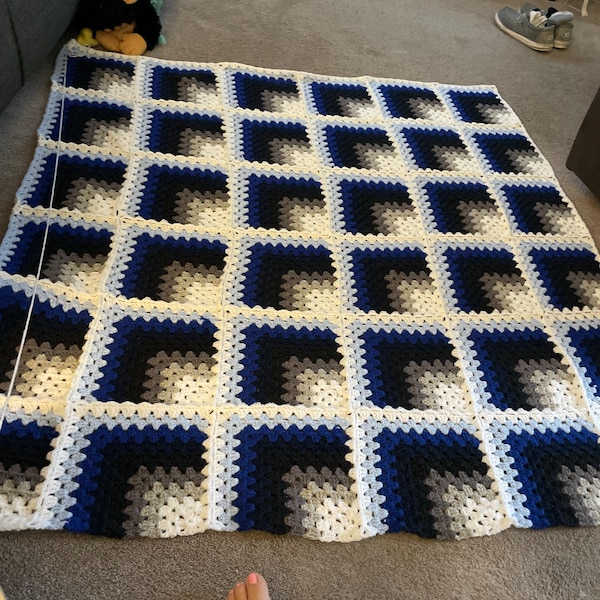 Crochet Blanket Pattern PDF | 3D Optical Illusion Granny Square Afghan ...