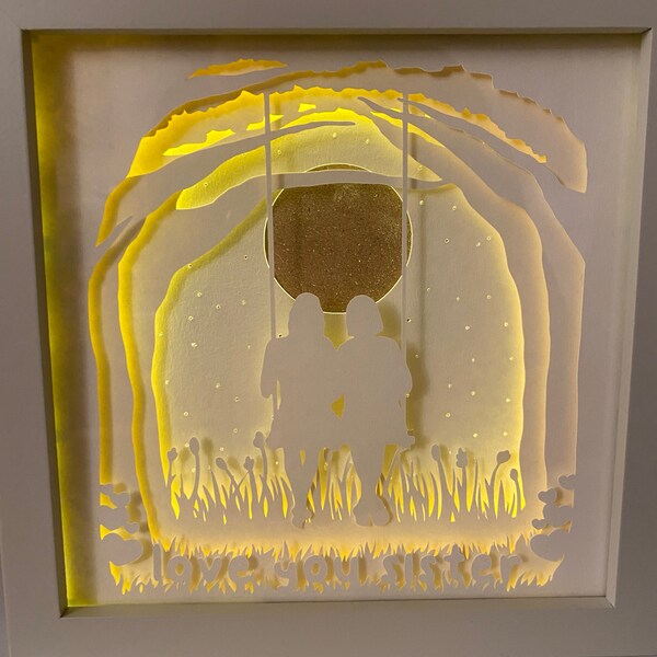 Sisters Shadow Box Template, 3D Light Box Svg, Lighted Shadow Box Svg ...