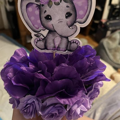 Purple Floral Elephant Clip Art, Watercolor Cute Little Peanut,lavender ...