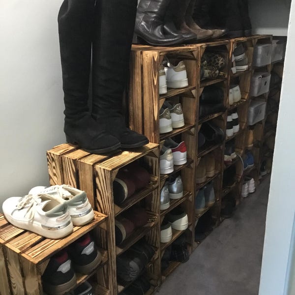 Rustic Wooden Crate Shoe Rack: Vintage Style Entryway Organizer - Etsy UK