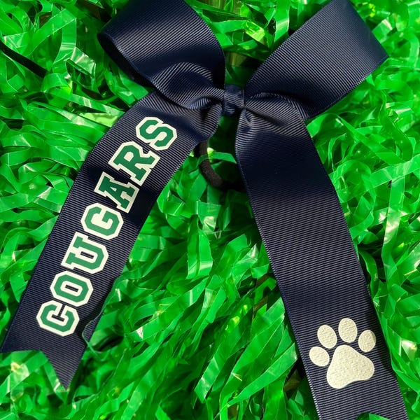 Cheer Game Day Long Tail Hair Bow, Personalized With Your Team Colors ...