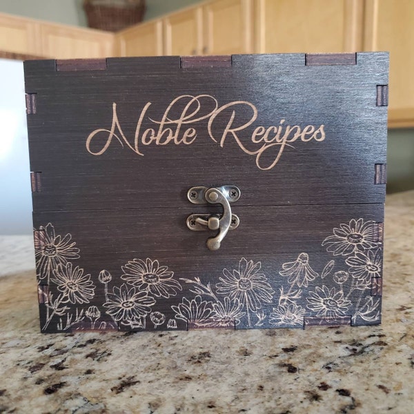 Personalized Recipe Box Mothers Day Gift for Grandma Floral Recipe Card ...