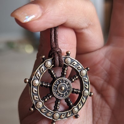 Dharma Pendant Wheel of Life Samsara Bronze Amulet Buddhist Talisman ...