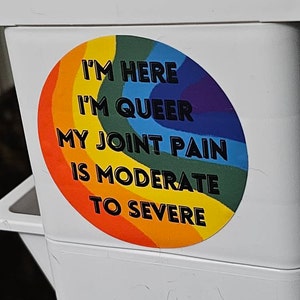 Rainbow Sticker im Here, Im Queer, My Joint Pain is Moderate to Severe ...