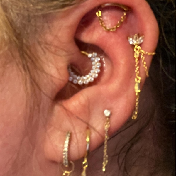 16g 14g Dainty Emerald Teardrop Hoop Belly Ring, 316L Surgical Steel ...