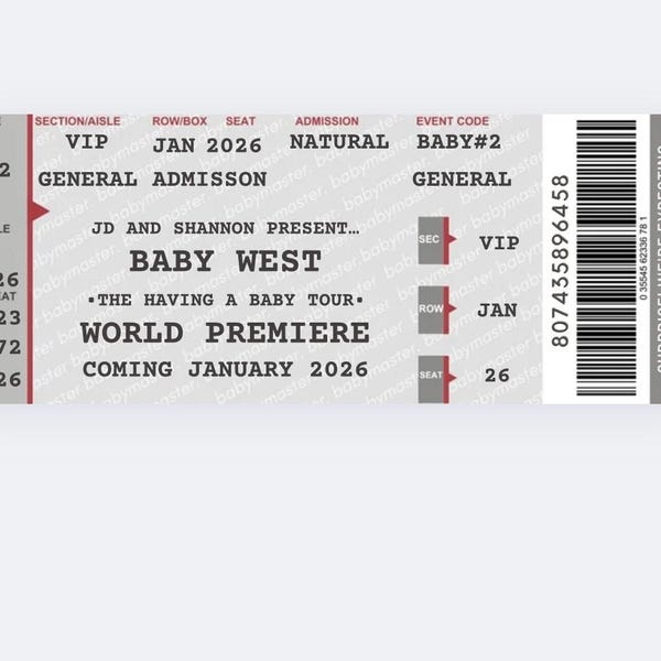 Editable Pregnancy Announcement Ticket, Custom Concert Ticket Baby ...
