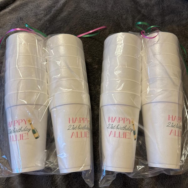 Birthday Cups, Personalized Styrofoam Cups, - Birthday Foam Cups ...