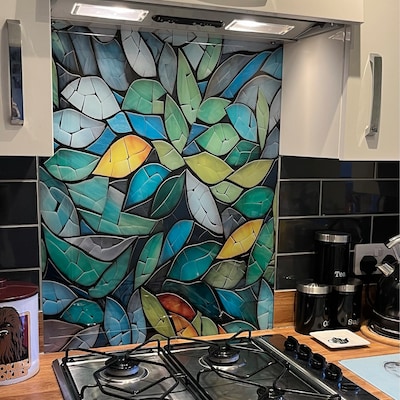 Abstract Splash Kitchen Glass Splashback Heat Resistant 6mm Toughened ...