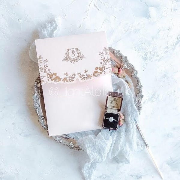 Letterpress Wedding Invitation - Black Letterpress, Gold Foil, Blind ...