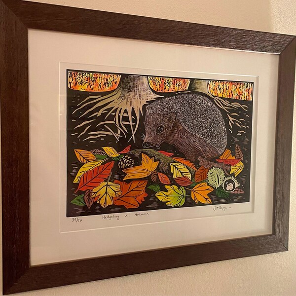 Limited Edition Handmade Linocut. Hunting Otter. - Etsy