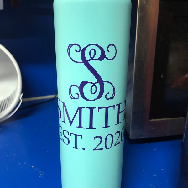 Last Name Decal Sticker With Monogram - Etsy