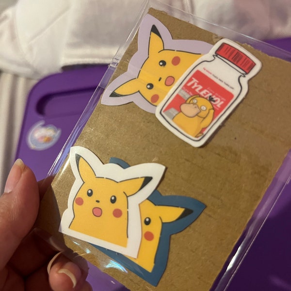 Surprised Pikachu Meme Sticker Pack Waterproof 3-pack for Laptops ...