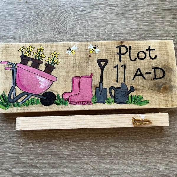 Hand Painted Allotment Plot Number Plaque: Personalised Garden Sign ...
