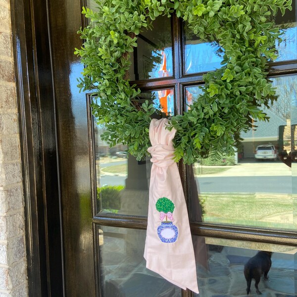 Monogrammed Wreath Sash St Patty Front Door Bow Sash Gift Housewarming ...
