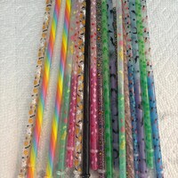 10 Original Color Changing Spring Floral Reusable Plastic Straws 5-30 ...