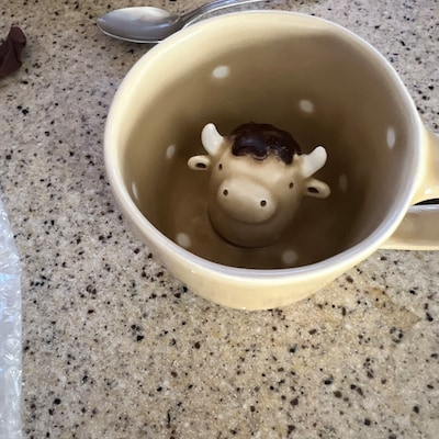 Pig Coffee Mug, Cute Hidden Animal Mug. Hand Painted Mug. Handmade in ...