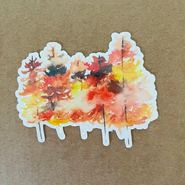 Maple Leaves Sticker, Fall Leaves Sticker, Vinyl Stickers, Watercolor ...