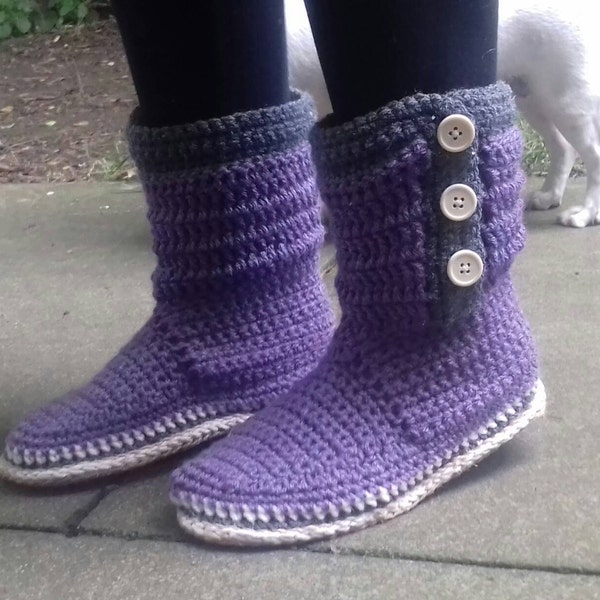 Crochet Pattern- Women Boots With Rope Soles,soles Pattern Included ...