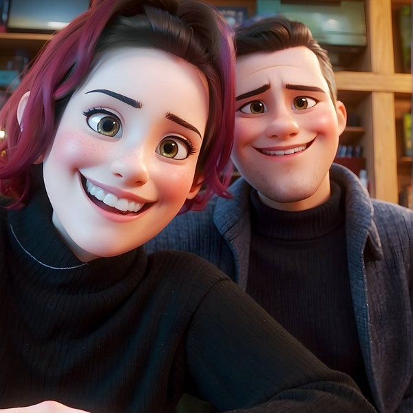 Pixar Style Portrait From Photo, Digital or Printed Custom Portrait ...