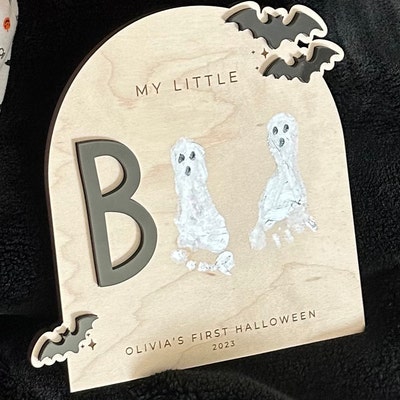 DIY Halloween Footprint Art Babys First Halloween Keepsake Gift for Mom ...