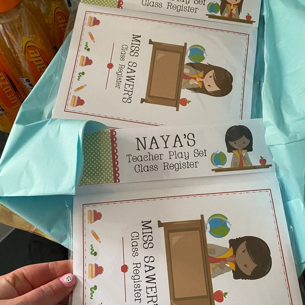 Personalised Pretend Teacher Class Register: Role Play School Set - Etsy UK