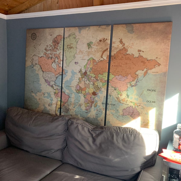 Vintage Push Pin World Map Personalized World Map Vintage Push Pin ...