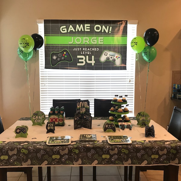 Gamer Party Backdrop Banner, Personalized Video Game on Game Party ...