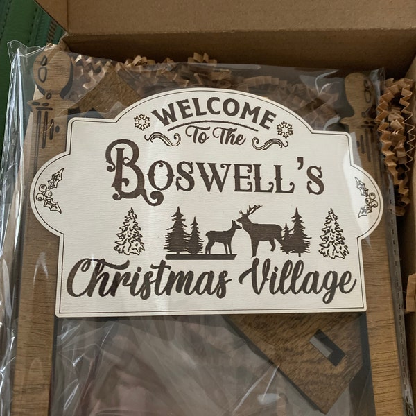 Personalized Christmas Village Sign, Welcome to Our Village Sign ...