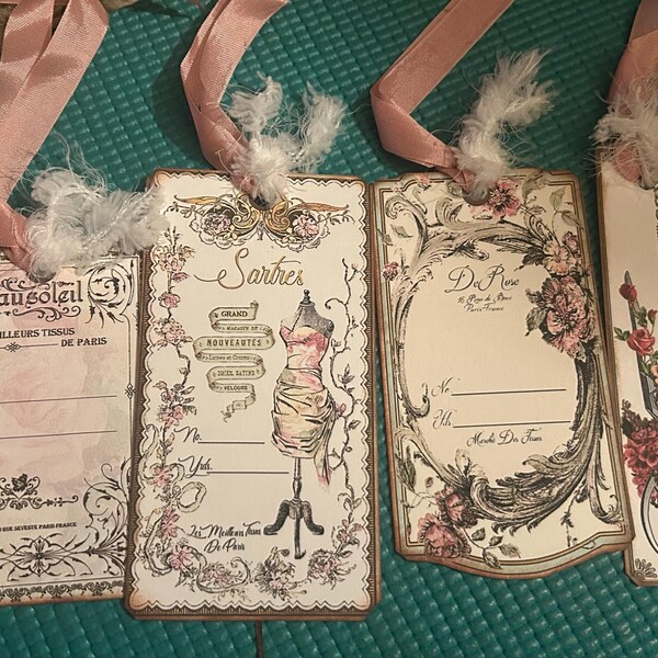Gift Tags Set of 6 Gift Tags Shabby Chic Gift Tags Vintage Style French ...