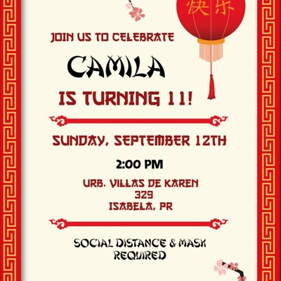 Chinese Birthday Invitation Restaurant Lanterns Blossom Tree INSTANT ...