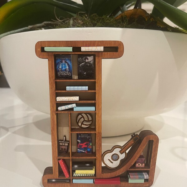 Miniature Bookshelf and Books, Letter Bookish Gifts for Book Lover ...