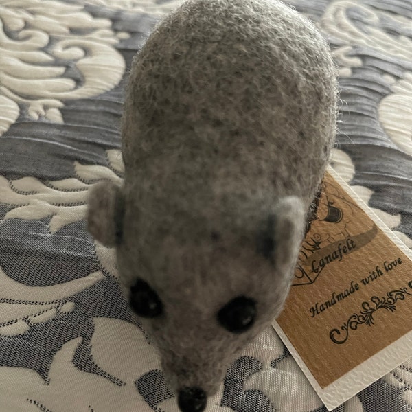 Felted Wool Pincushion Gray Mouse or Rat, Felt Woolen Handmade Pin ...