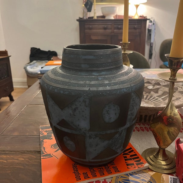 Set of 3 Vintage Herda Brown / White Ceramic Hanging Lamps. Fat Lava ...