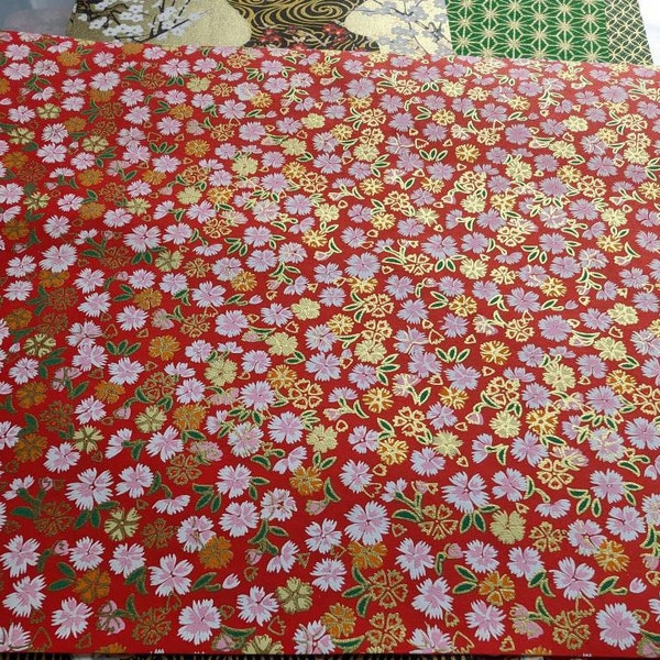 Origami Paper, Chiyogami Paper, Yuzen Paper, Washi Paper. Gold Waves on ...