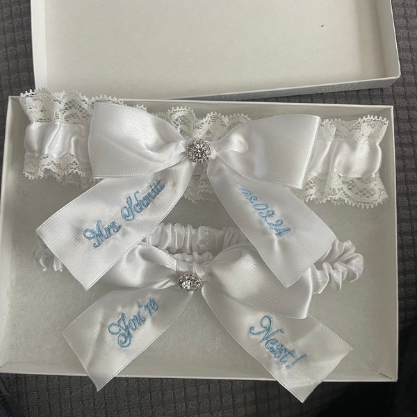 Sage Green Embroidered Garter Set, You're Next Garter Set With Sage ...