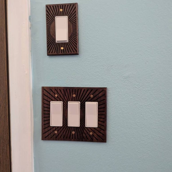 Customizable Walnut Light Switch Plate Cover for Wall Art Natural Wood ...