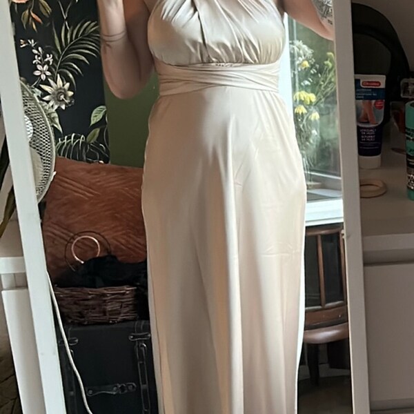 Infinity Dress, Champagne Beige Silk Dress, Bridesmaid Dress, Silk ...