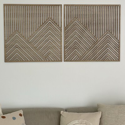 Mountain With Lines Panel Set of 2-3 Wood Wall Art Decor - Etsy Canada