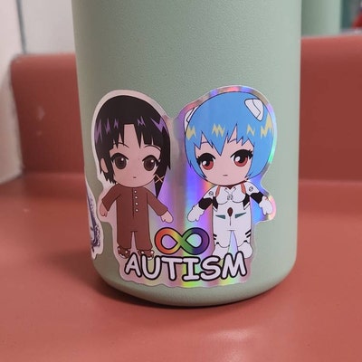 Rei and Lain Autism Chiquita Fumo Plush Holographic Vinyl Sticker - Etsy