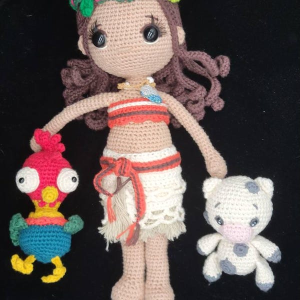Eng-esp Hawaii Girl,rooster and Pig Pattern - Etsy