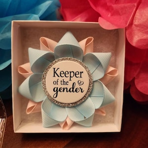 Gender Keeper Pin, Keeper of the Gender Pin, Pink and Blue Gender ...