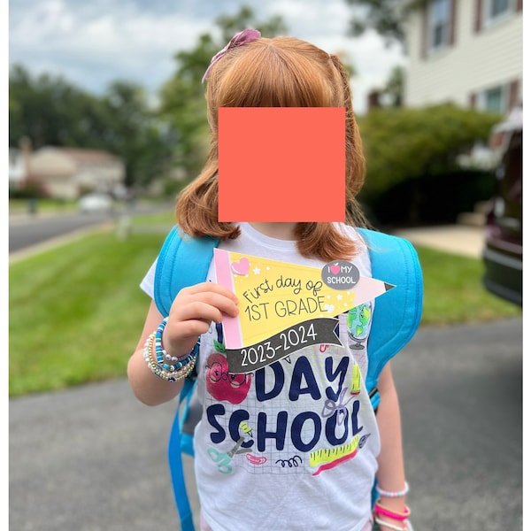 2025-2026 First Day of School Pencil Flag Prop, 1st Day of School ...