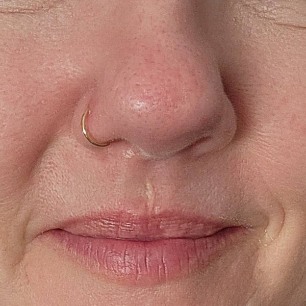 14K Solid Gold Nose Jewerly, Open Nose Hoop, Half Hoop, Nose Ring ...