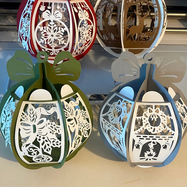 Pack 5 Hanging Christmas Ball Template - Christmas Ball SVG - DIY ...